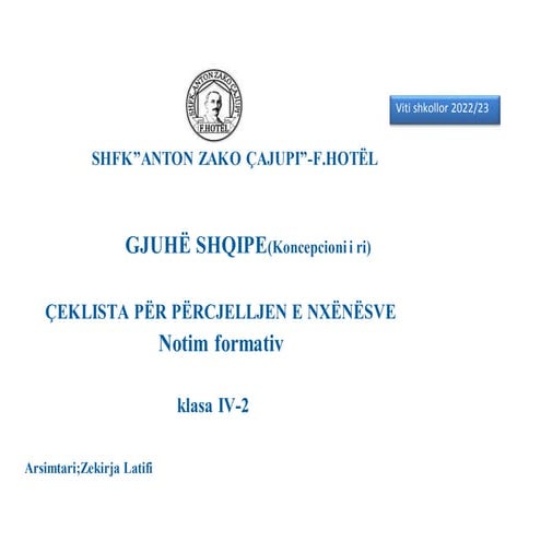 Testime ne-lenden-e-gjuhes-shqipe-per-klasat-fillore | PDF