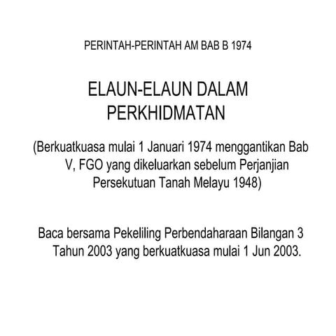 PERINTAH AM Bab B :Elaun-elaun dalam perkhidmatan | PPT