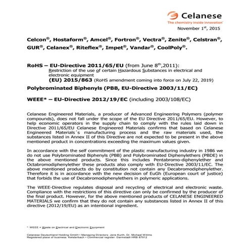 CELCON M90 RoHS of Push Fittings | PDF