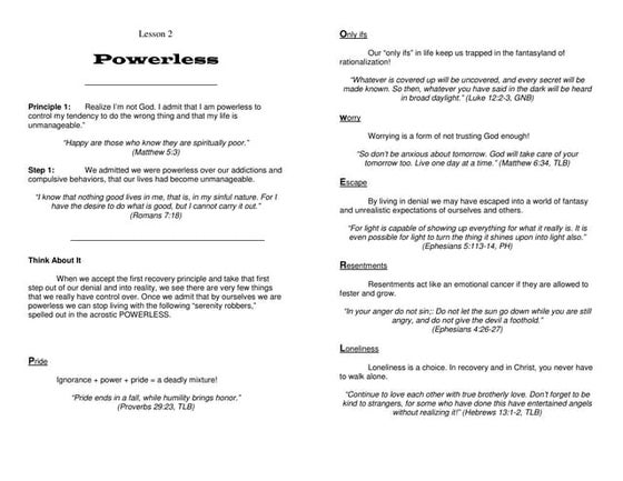 Celebrate recovery lesson 25 addiction | PDF