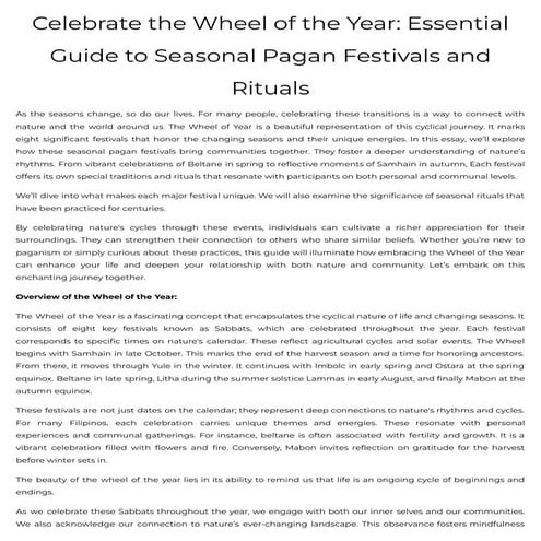 Celebrate the Wheel of the Year: Essential Guide to Seasonal Pagan ...
