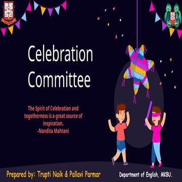 Celebration Committee Introduction - DOE- MKBU (2024-25)........ | PPTX
