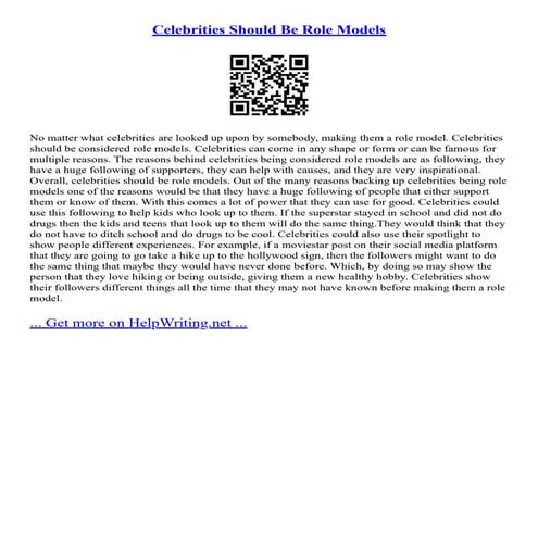 Celebrities Should Be Role Models | PDF | Celebrity Style | Pop Culture
