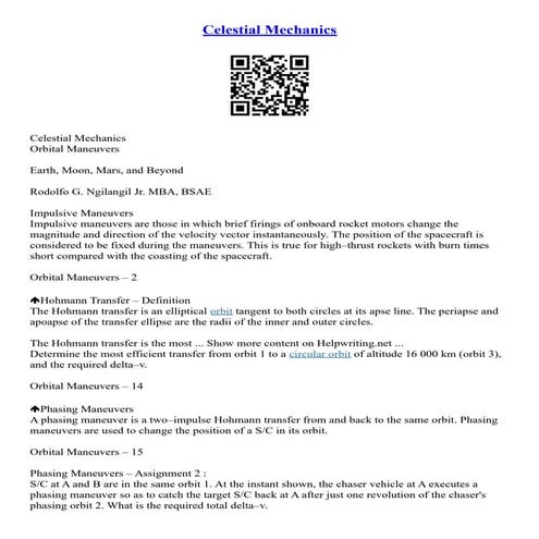 Celestial Mechanics | PDF