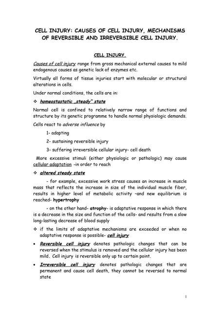 Reversible cell injury I Pathology | PPTX | Lung and Respiratory Health ...