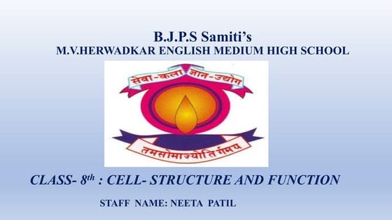 NCERT Class 8:Cell-structure and function | PPTX