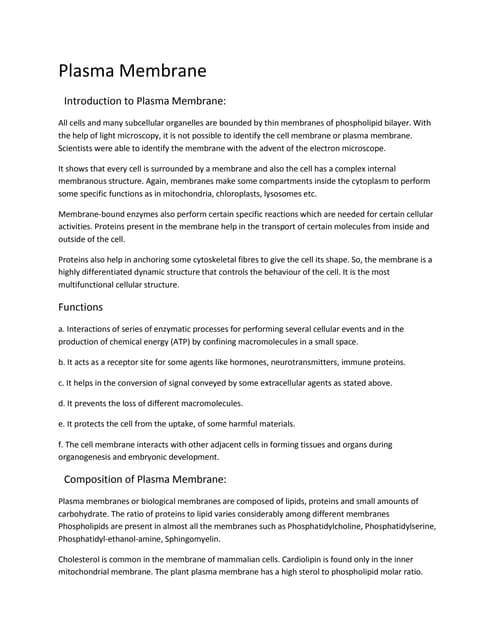 different types of plasma membrane model | PPTX