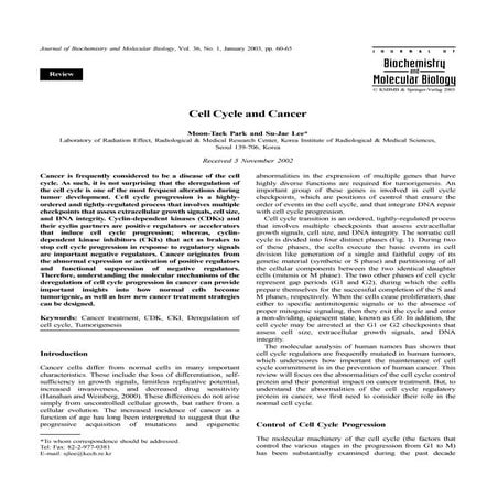 Cell cycle and cancer 2003 | PDF