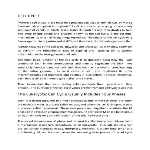 Cell cycle and mitosis | DOCX