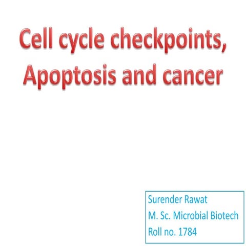 Cell cycle checkpoints, apoptosis and cancer | PPTX