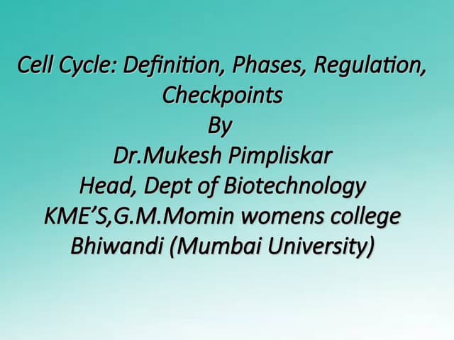 Presentation On Cell Cycle Pptx