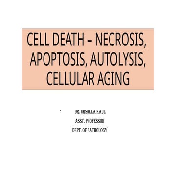 Cell death - Necrosis, apoptosis, autolysis, cellular aging | PPTX