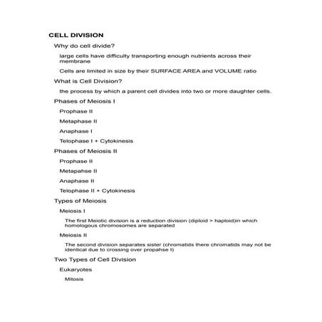 Cell_Division_Year_9.pptx summary for revising cell division | PPTX