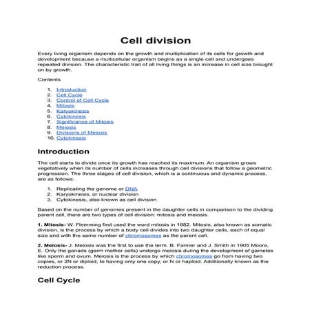 Cell division | PDF