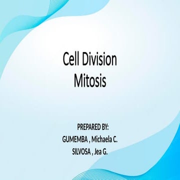 The process of celld division in the mitosis phase | PPTX