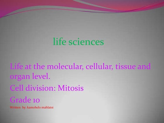 MITOSIS: LIFE SCIENCES FOR GRADE 10`S | PPTX | Biological Sciences ...