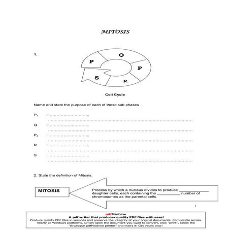 Cell division question | PDF