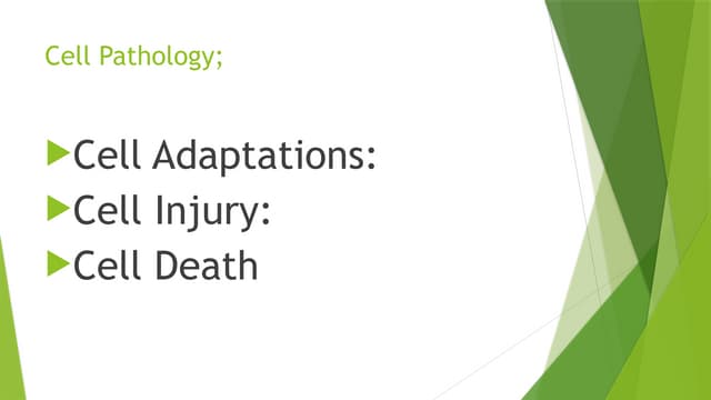 Cell injury and Cellular Adaptation: Pathology | PPTX