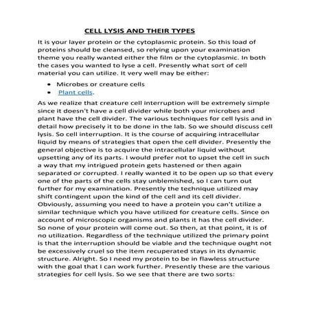 Cell lysis | PDF