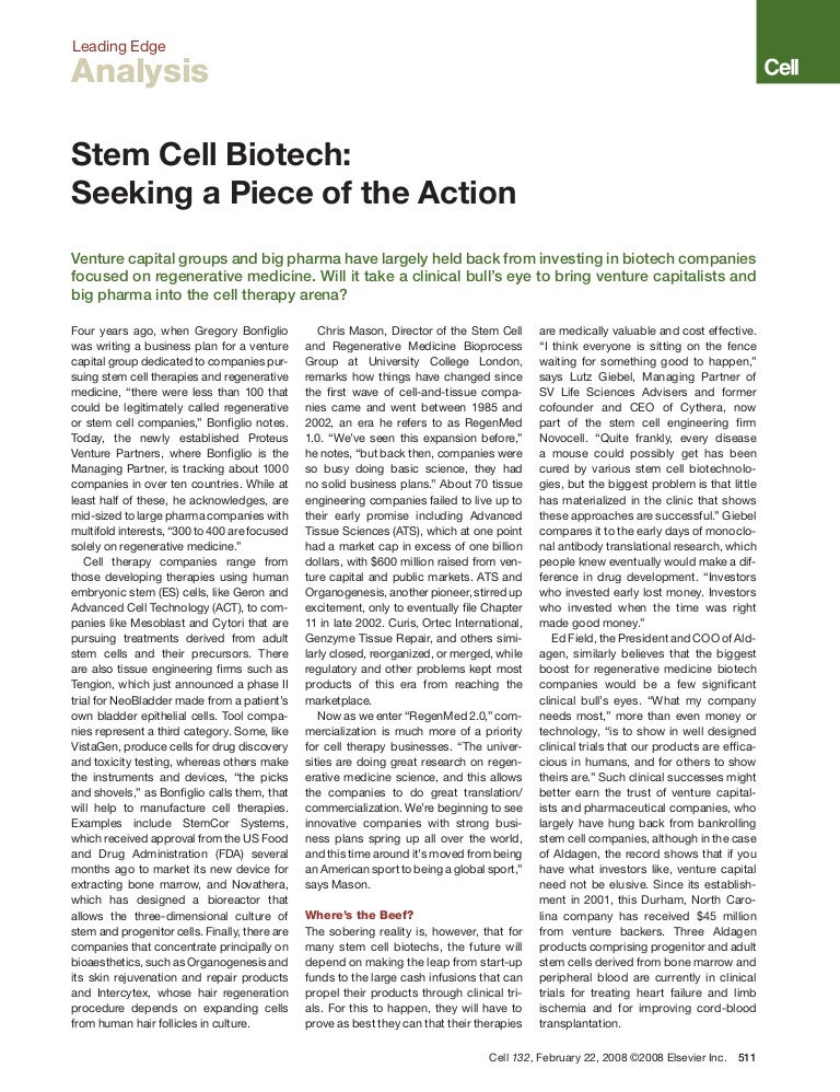 Cell magazine stem cell biotech (feb 2008)