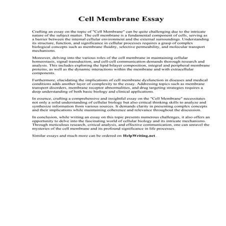 Cell Membrane Essay.pdf | Biological Sciences | Science