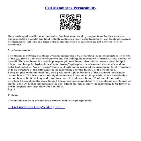 Cell Membrane Permeability | PDF