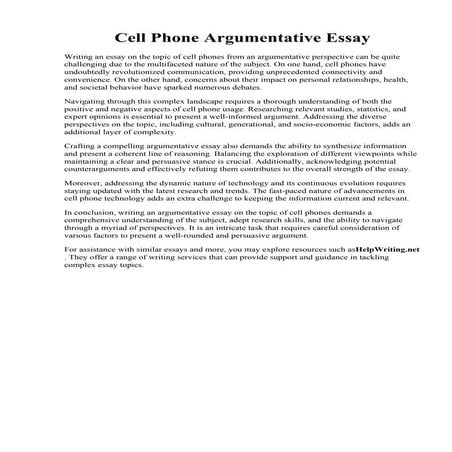 Cell Phone Argumentative Essay. Argumentative essay on the use of ...