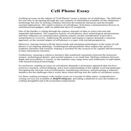 Cell Phone Essay. Western Michigan University Cooley Law School | PDF ...