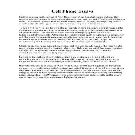 Cell Phone Essays.pdf | Genetics | Science
