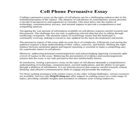 Cell Phone Persuasive Essay. 021 Should Cellphones Allowed In School ...