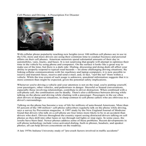 Cell Phones And Driving | DOCX