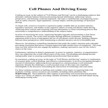Cell Phones And Driving Essay. Gateway Community College, Phoenix | PDF