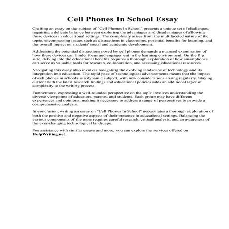 Cell Phones In School Essay. Argumentative Essay on Cell Phones: Should ...