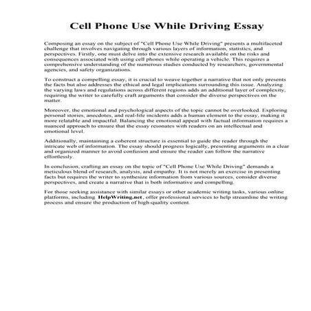 Texting While Driving Essay Outline. Trinity College of Nursing and ...