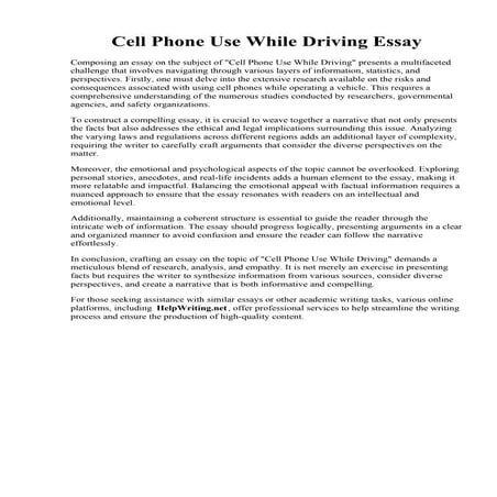 Cell Phone Use While Driving Essay | PDF