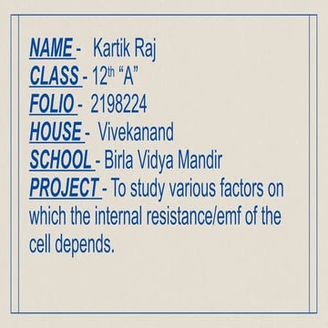 Cell Resistance and emf about physics class 12 | PPTX