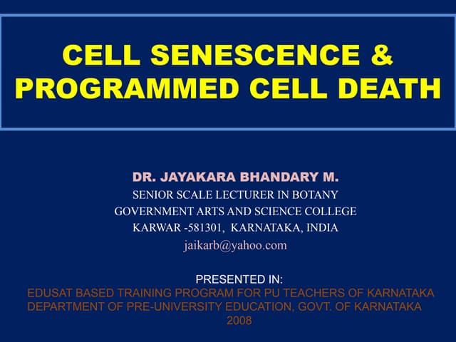 Aging- the biology of senescence | PPT