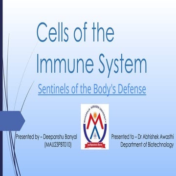 Cells of the Immune System (Sentinels of the Body's Defense) | PPTX