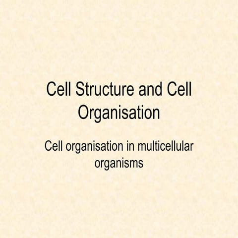 Cell structure and cell organisation | PPT