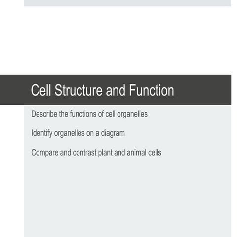 Cell structure and function | PPTX | Biological Sciences | Science