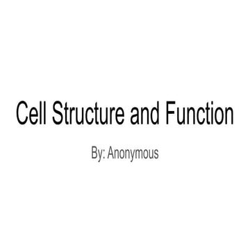 Cell structure and function | PDF