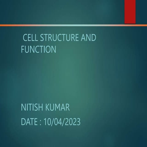 Cell structure and function basics of cell biology | PPT