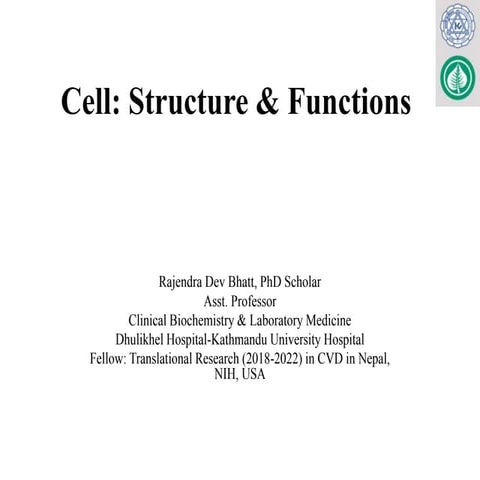 Cell :Structure & Functions for Medical and Health allied Students | PPTX