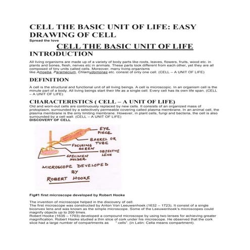 CELL THE BASIC UNIT OF LIFE.docx | Biological Sciences | Science