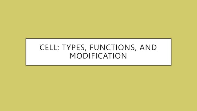 Lesson 4 Cell Modifications | PDF