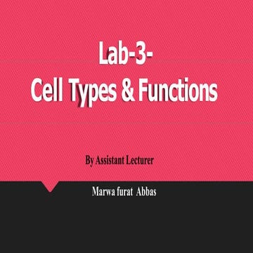 Cell Types & Functions Lab-3 for first year | PDF