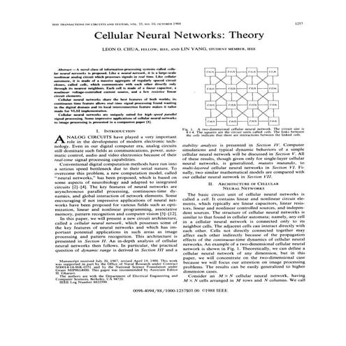 Cellular Neural Networks Theory Pdf