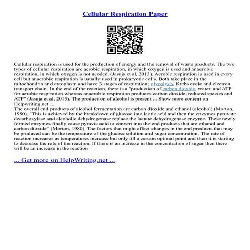 Cellular Respiration Paper | PDF