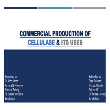 commercial production of cellulase enzyme and its uses | PPTX