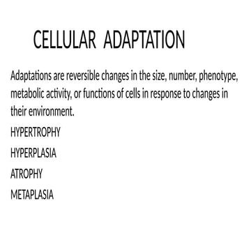 CELLULR ADAPTATIONS Pathology MBBS 2nd Prof | PPT
